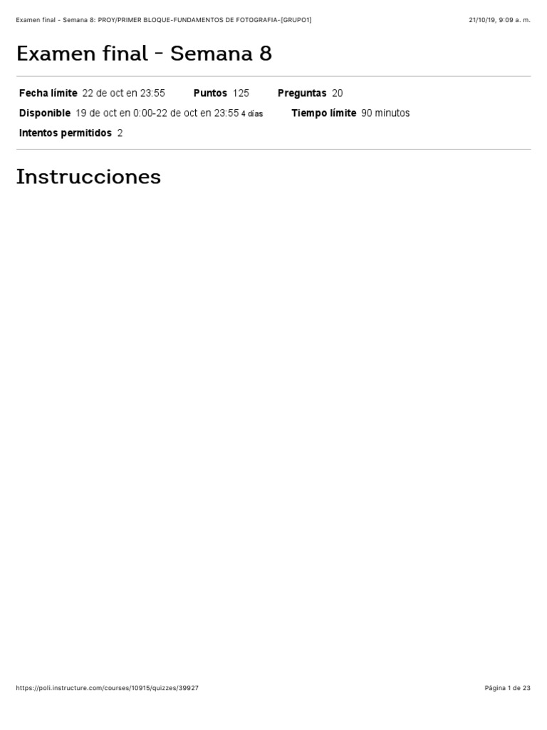 Examen Final: Fundamentos de Fotografía | PDF | Lente de la cámara ...