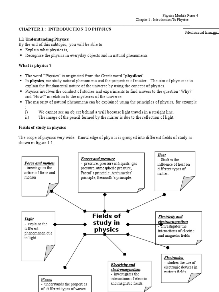 Chapter 1: Introduction To Physics 1.1 Understanding Physics | PDF ...