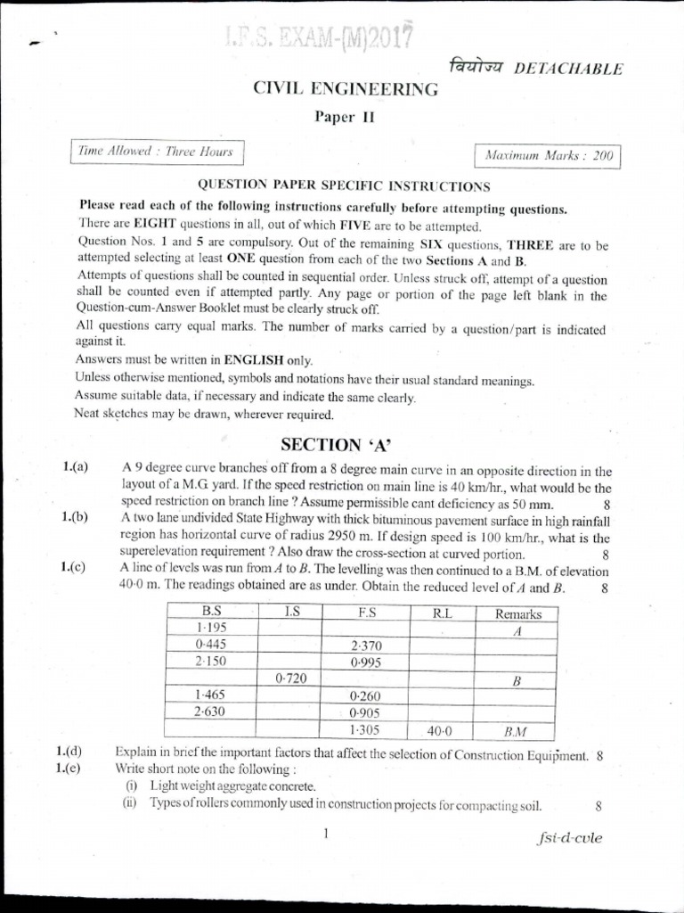7.7 (Iv! Civil Engineering Paper II: Ad4, Tei DETACHABLE | PDF ...
