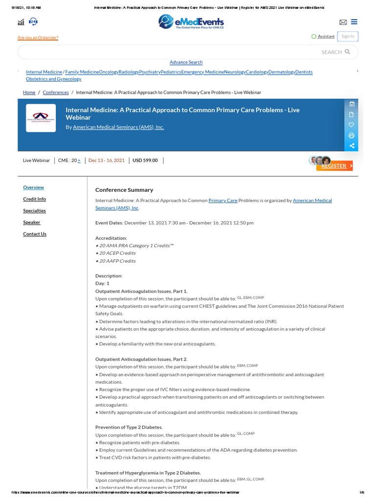 Internal Medicine - A Practical Approach To Common Primary Care ...