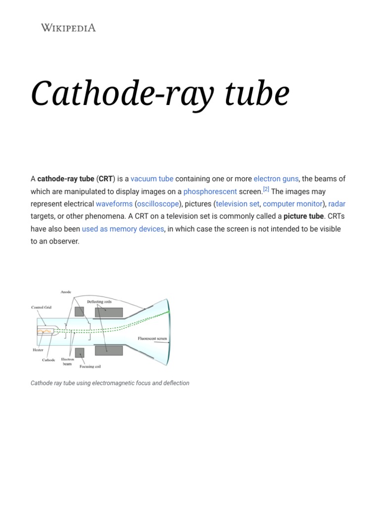 Cathode-Ray Tube - Wikipedia | PDF | Computer Monitor | Vacuum Tube