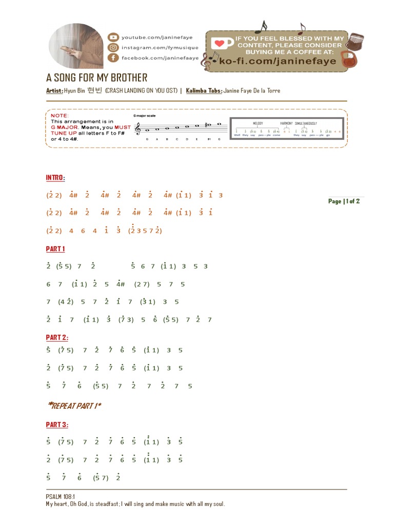 A Song For My Brother - Cloy Ost | PDF