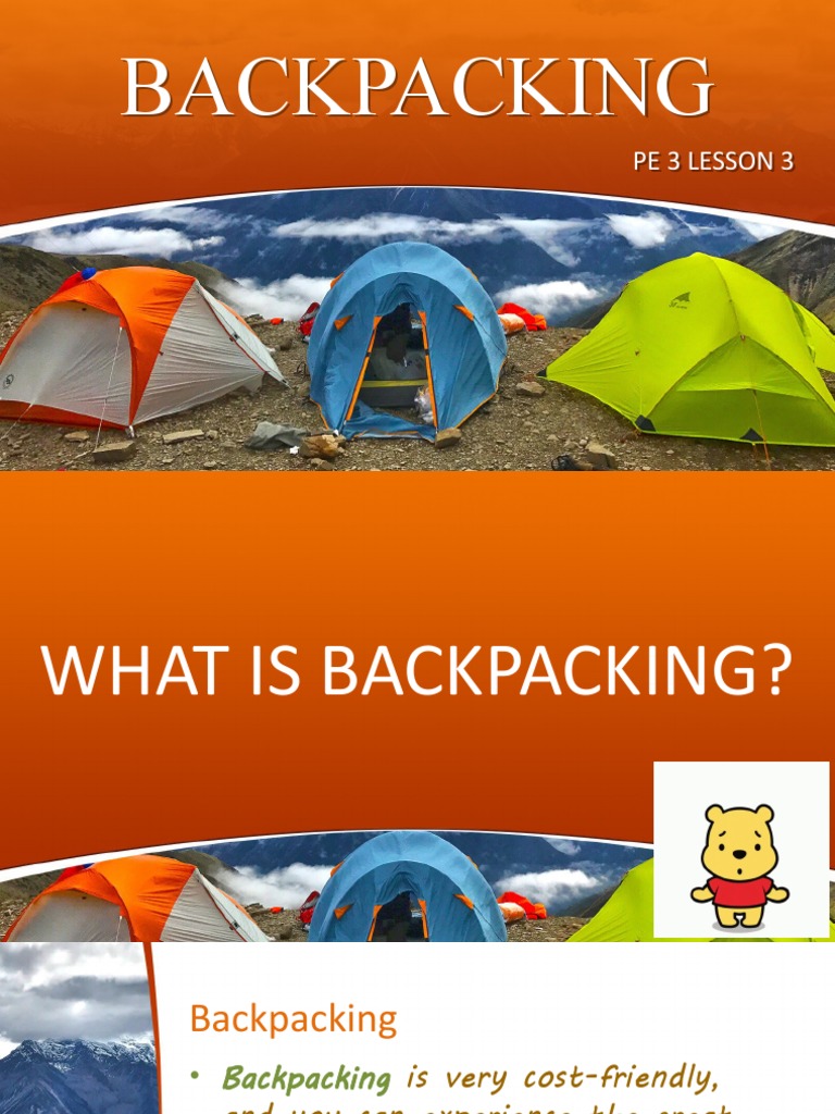 PE 3 Lesson 3 Backpacking | PDF | Hiking | Tent