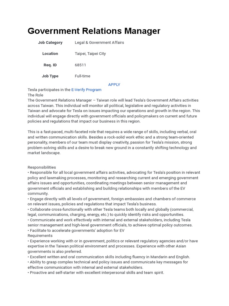 Government Relations Manager | PDF | Disability | Communication