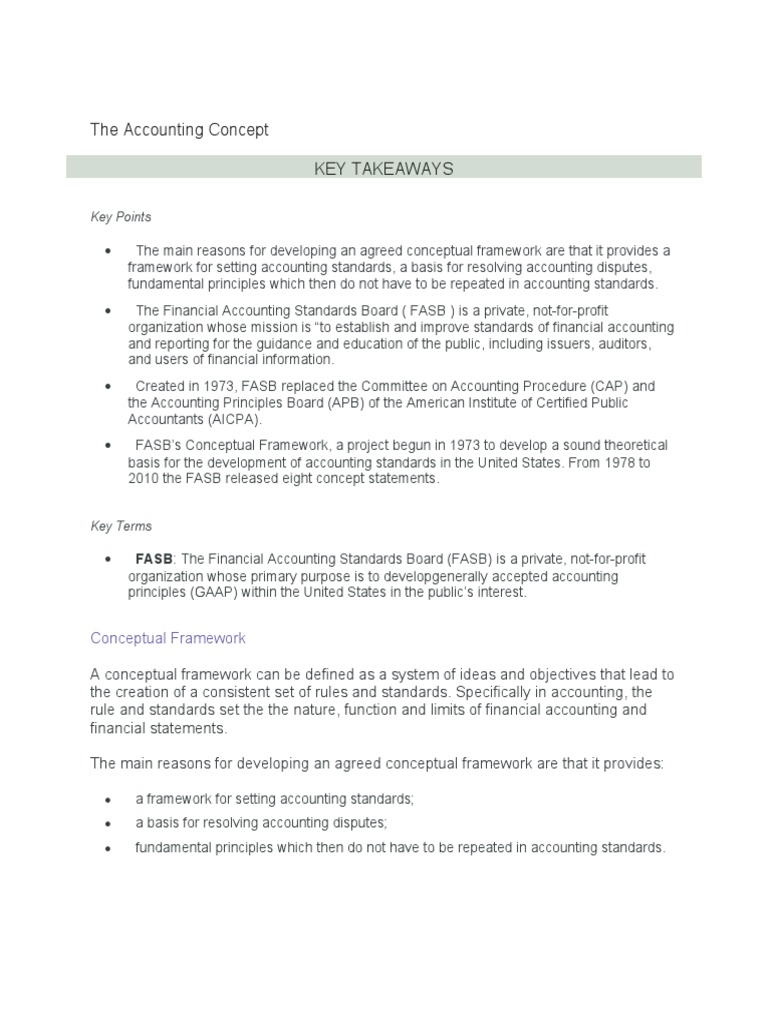 The Accounting Concept Key Takeaways | PDF