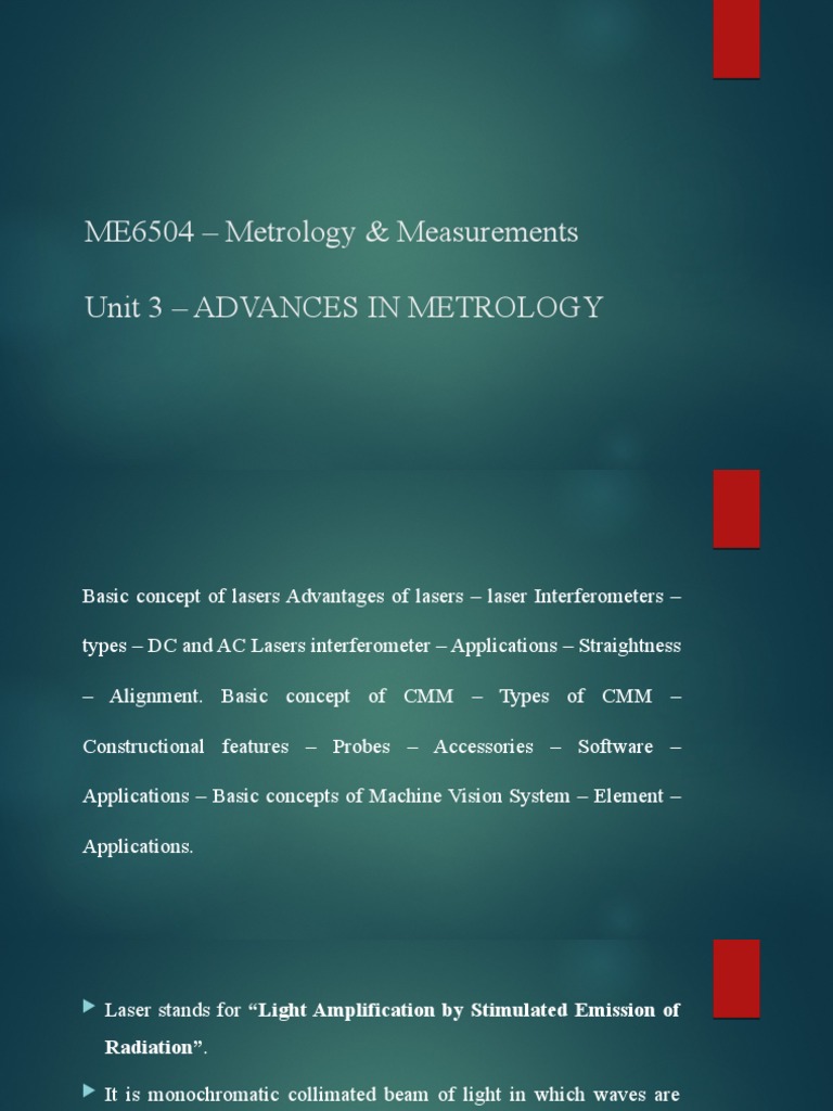 ME8501 - Metrology and Measurements - Unit - III | PDF | Interferometry | Laser