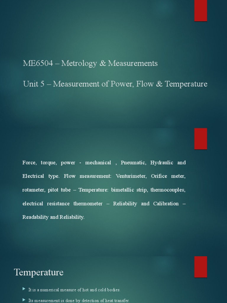 Power, Flow & Temperature Measurement Techniques | PDF | Pressure ...