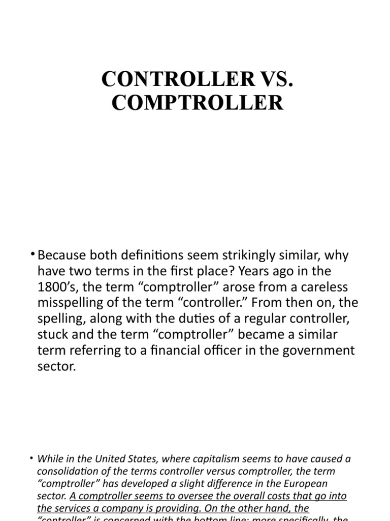 Controller Vs Comptroller | PDF | Business