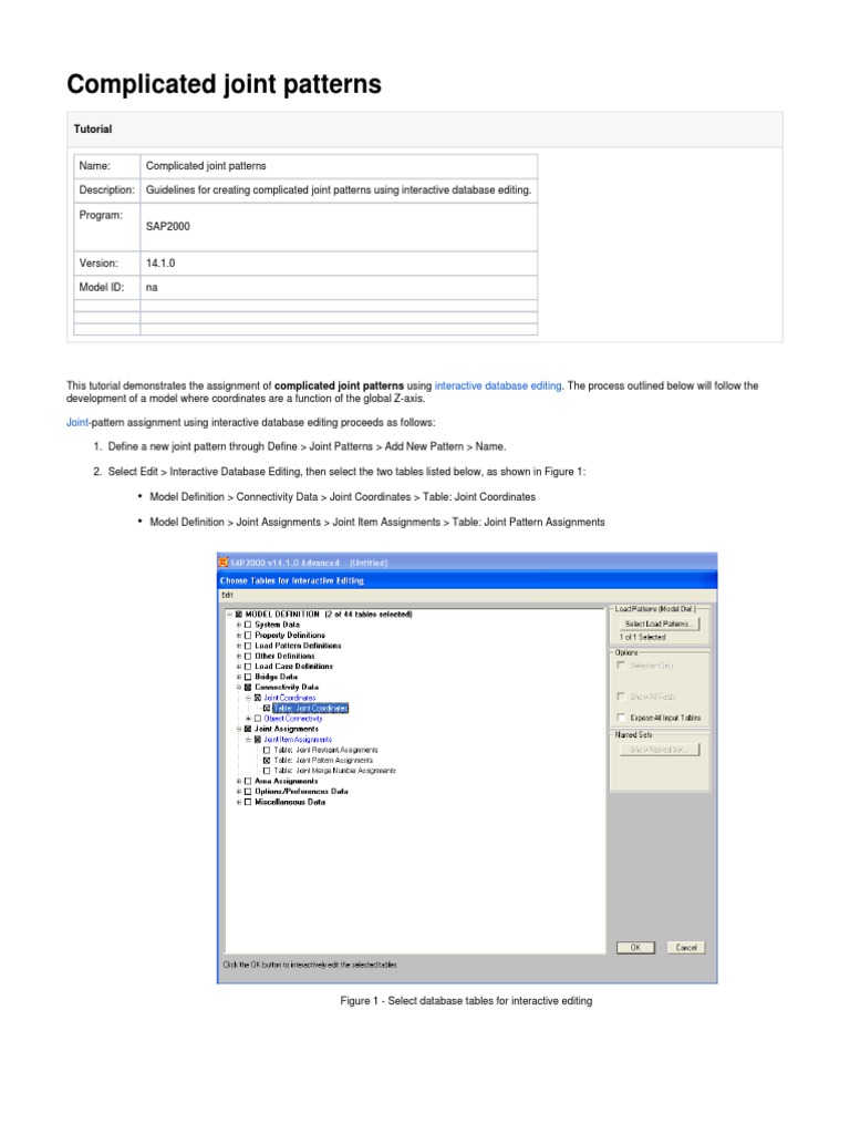 Complicated Joint Patterns in SAP2000 | PDF | Microsoft Excel | Databases