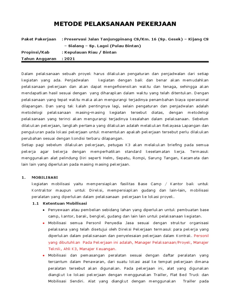 Metode Pelaksanaan Kerja Proyek | PDF