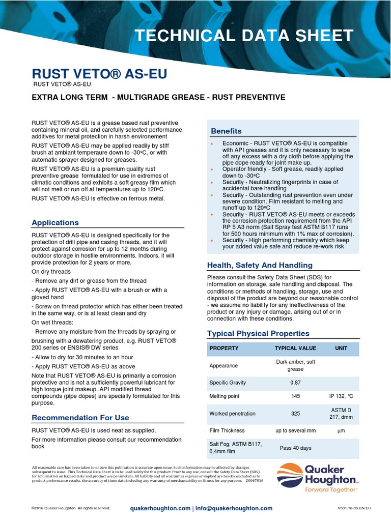 TDS - Rust Veto As-Eu - en | PDF | Rust | Materials