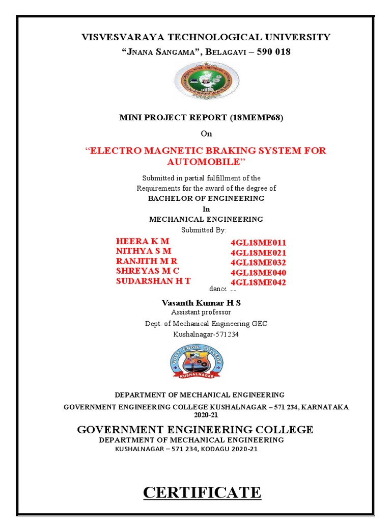 PROJECT REPORT On Auto | PDF | Brake | Electric Motor