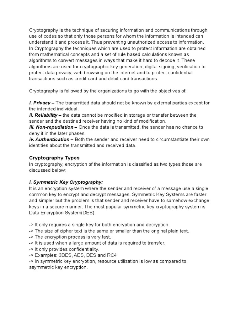 Cryptography and Its Types | PDF | Cryptography | Encryption