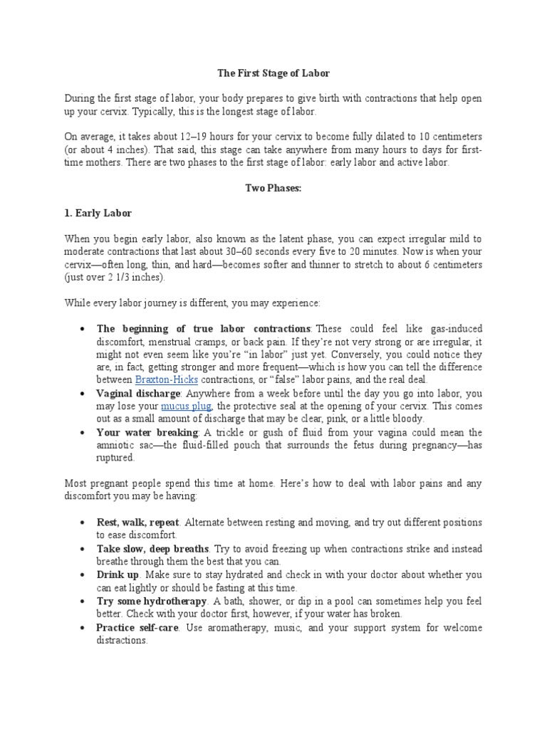 Understanding the First Stage of Labor | PDF | Childbirth | Pelvis