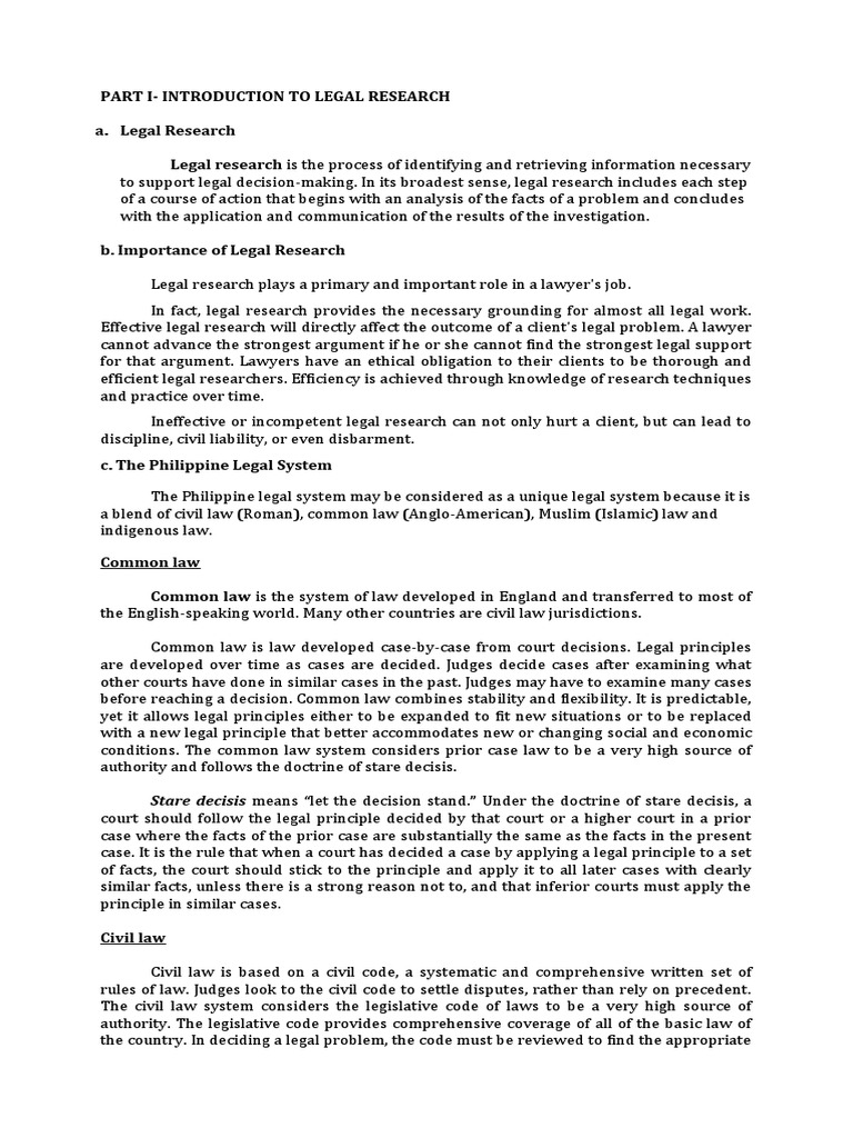 Introduction To Legal Research | PDF | Precedent | Common Law