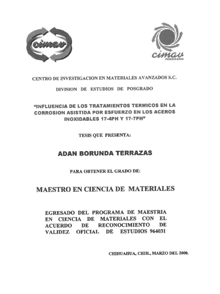 'Adán Borunda Terrazas - Maestría en Ciencia de Materiales | PDF