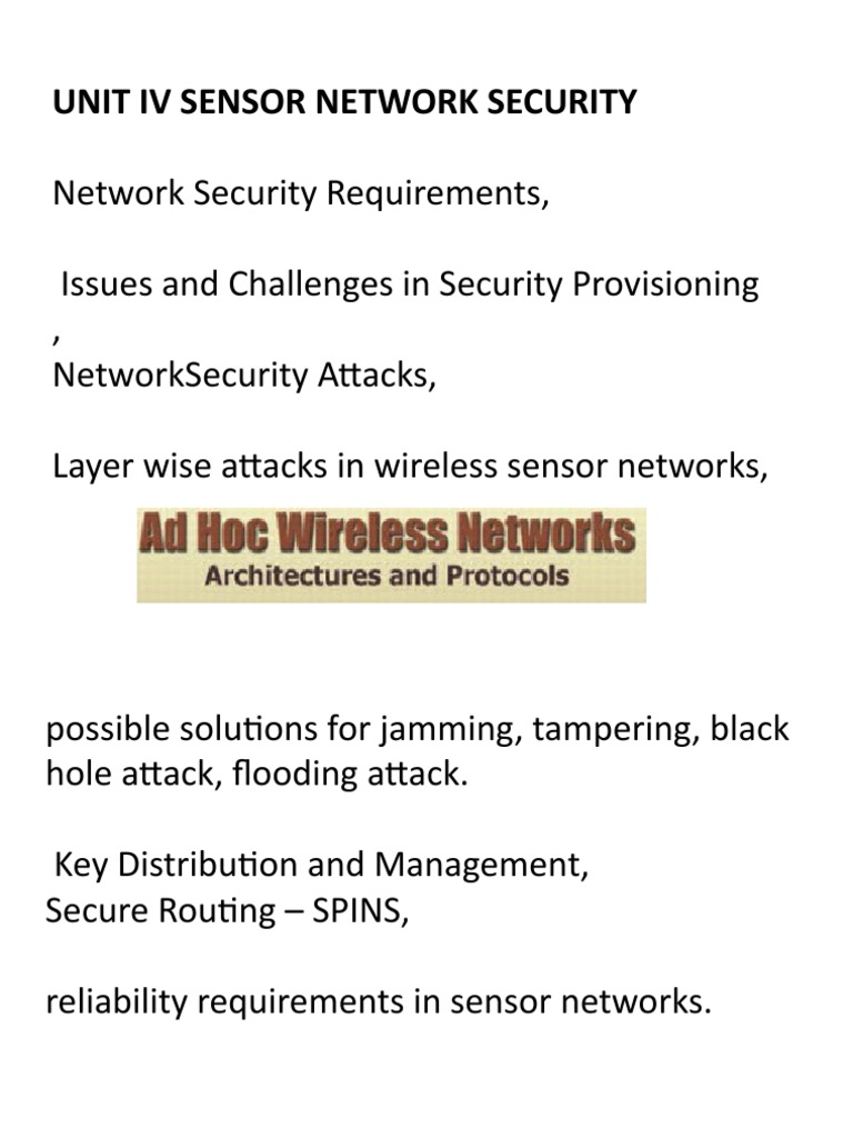 UNIT-IV Ad Hoc Network | PDF | Key (Cryptography) | Cryptography