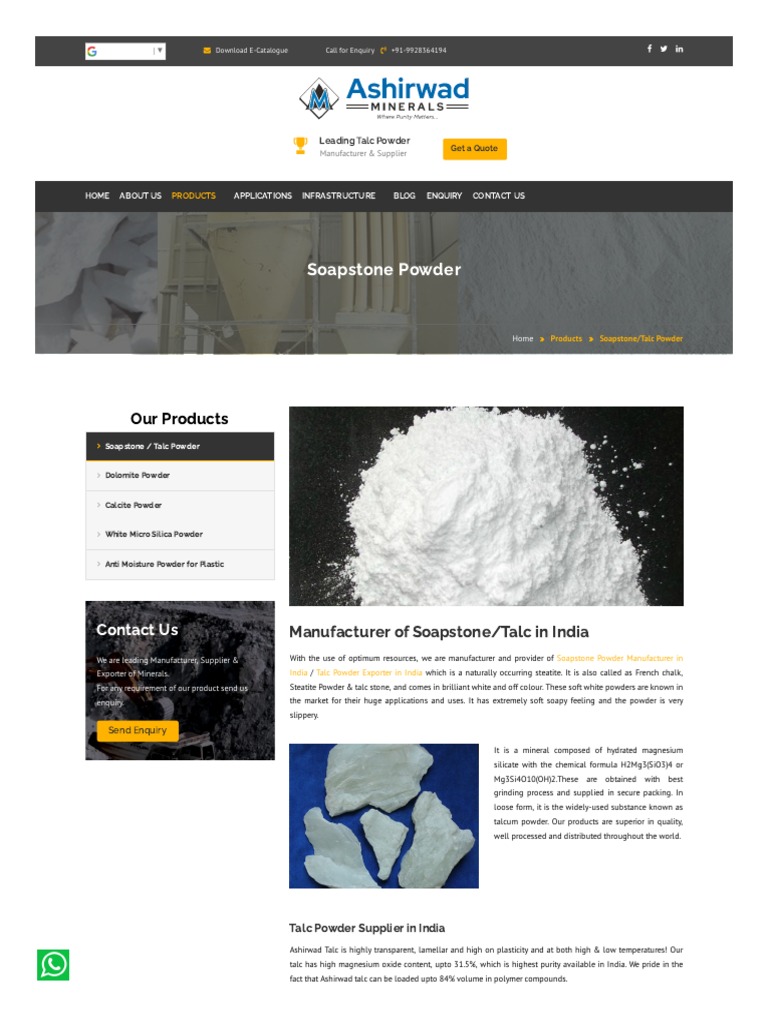 Talc Powder FRP Fiberglass - Ashirwaad Minerals | PDF | Chemical ...