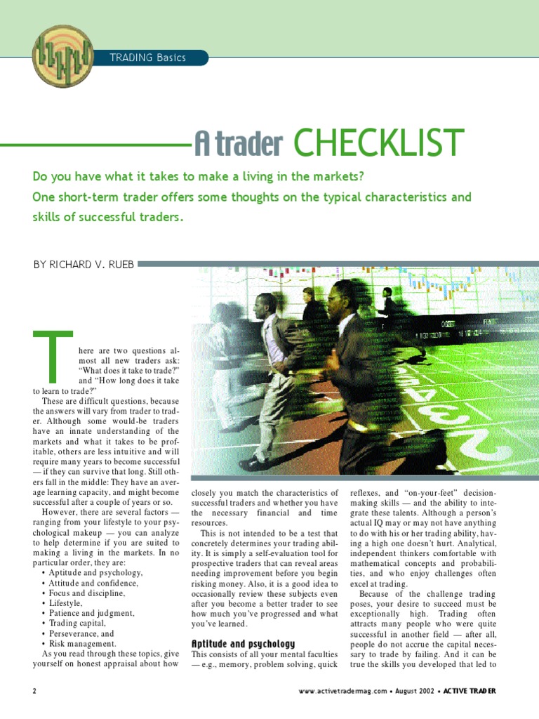 A Trader CheckList - ActiveTraderIQ Article | PDF | Psychology | Human ...