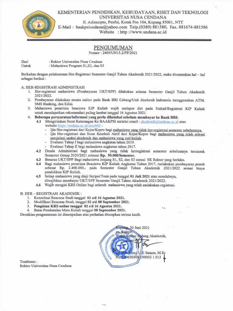 Her Registrasi Semester Ganjil 2021 2022 Pdf