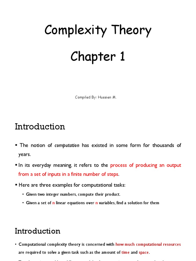 Complexity Theory Chapter 1 Pdf Computational Complexity Theory Algorithms