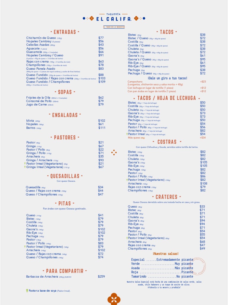 Asi Menu El Califa Nov 20 | PDF | Taco | Alimentos