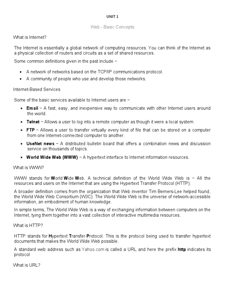 Unit 1 Wad | PDF | World Wide Web | Internet & Web