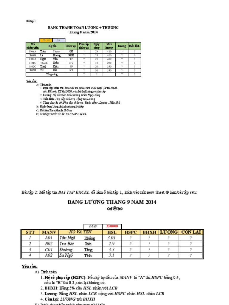 Bai Thuc Hanh MS Excel | PDF