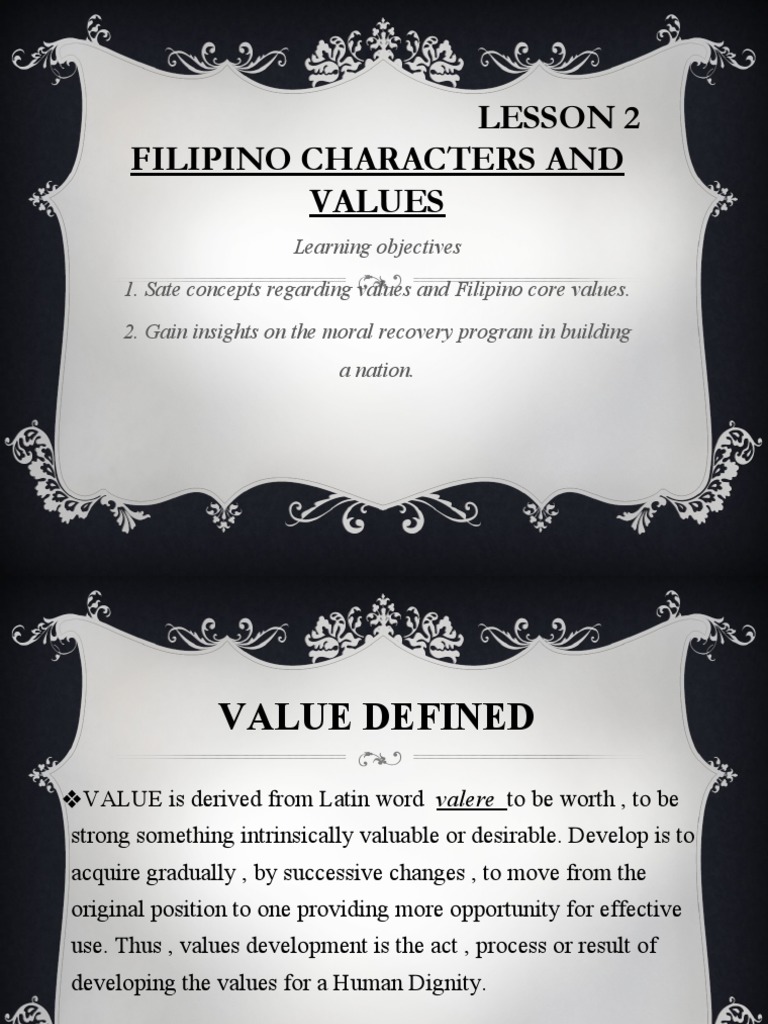Filipino Values and Character Lesson | PDF | Value (Ethics) | Beauty