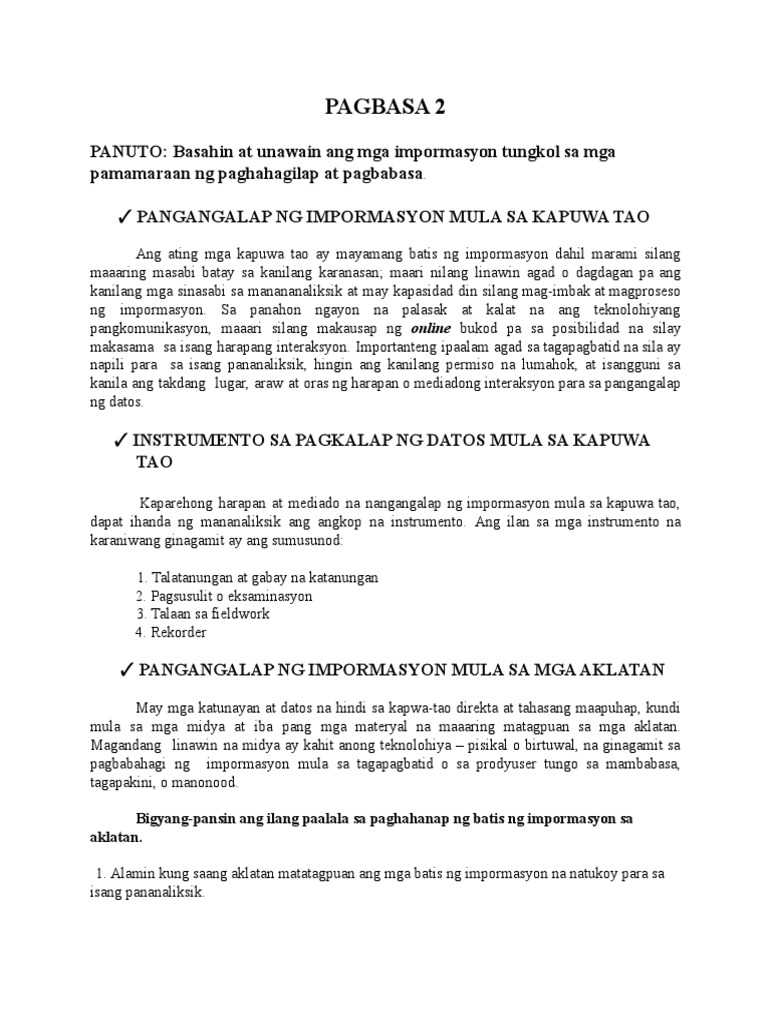 Pagbasa 2 | PDF