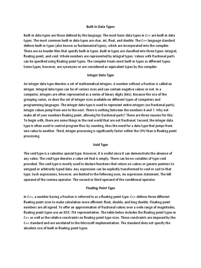 Built In Data Types Descargar Gratis Pdf Data Type Boolean Data Type