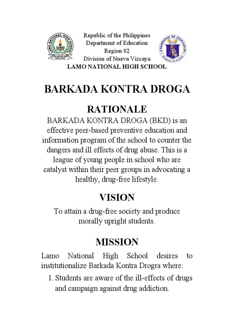 Barkada Kontra Droga: Rationale | PDF | Self-Improvement