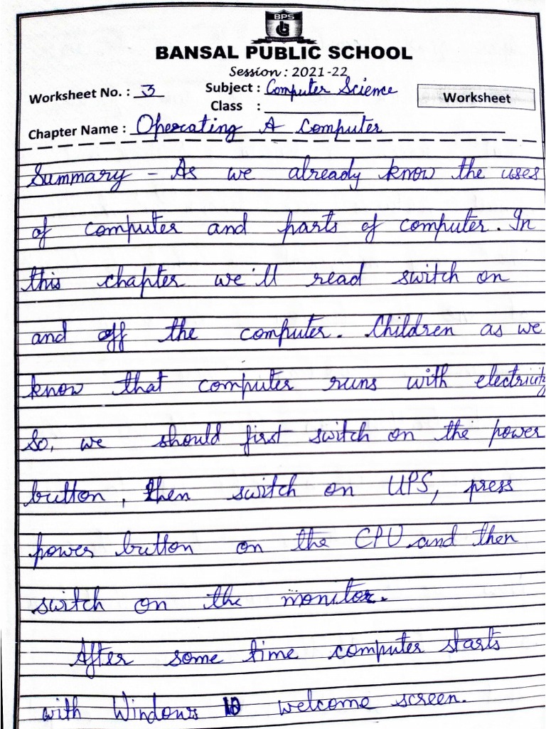 Class 2 CH 3 Operating A Computer | PDF