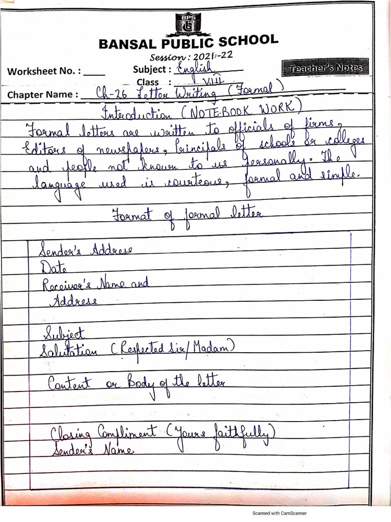 Worksheet - FORMAL LETTER WRITING | PDF