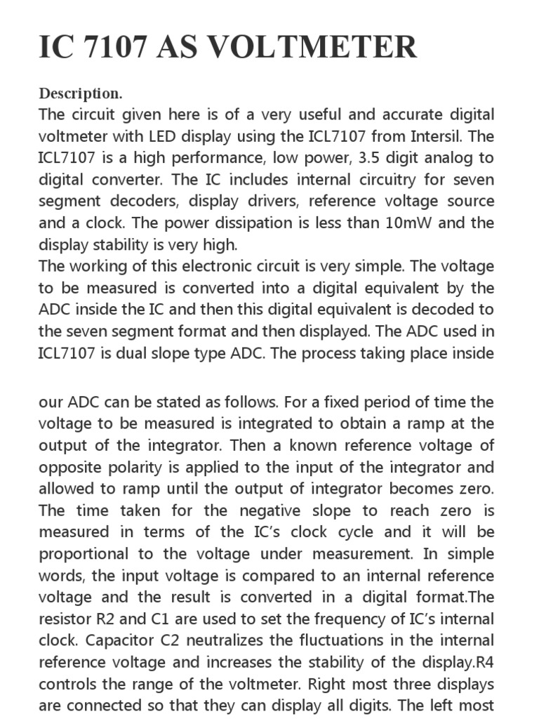 Ic 7107 As Voltmeter | PDF