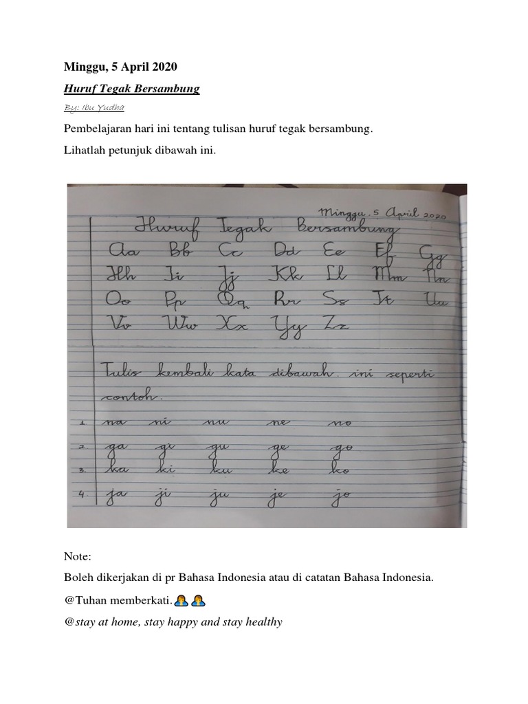 Panduan Menulis Huruf Tegak Bersambung | PDF