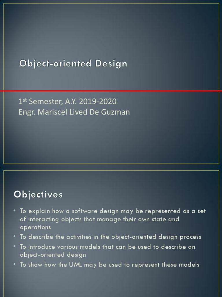 2 Object Oriented Design Pdf Object Oriented Programming Object Computer Science