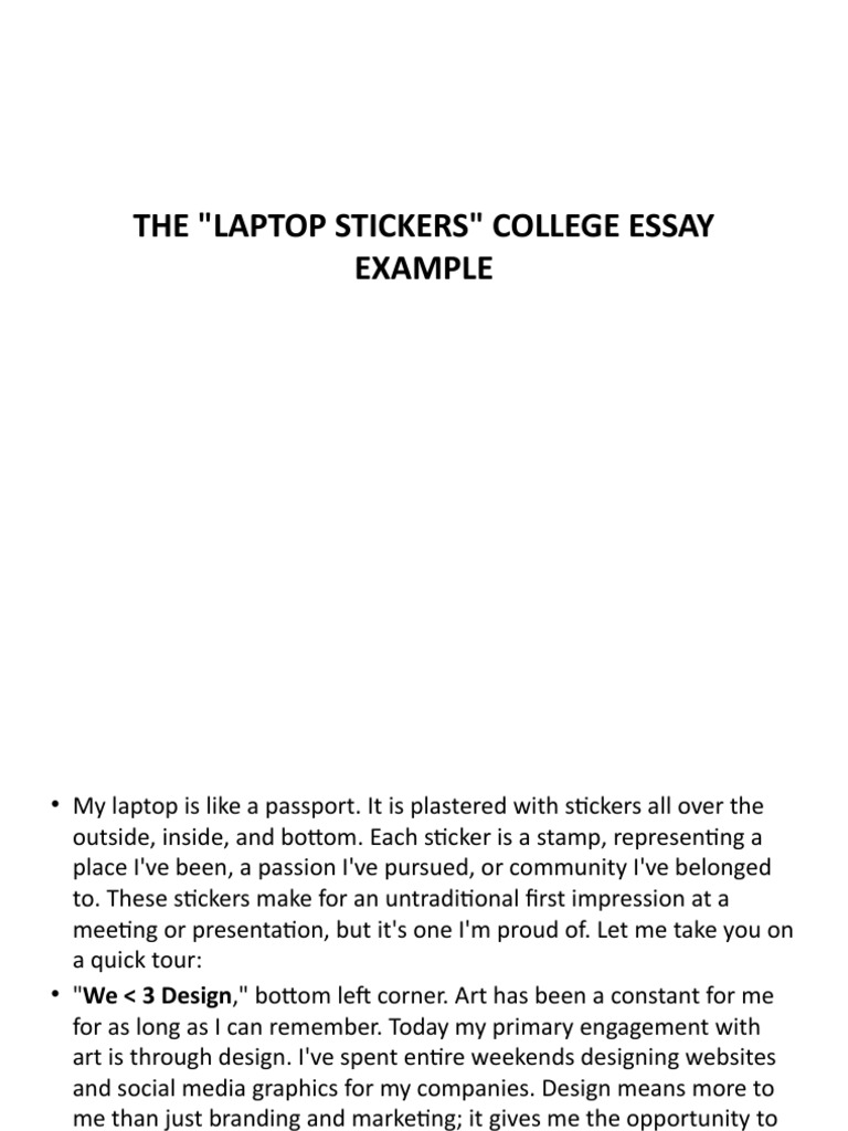 Laptop Stickers College Essay Example | PDF
