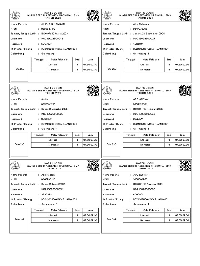 Kartu Anbk 2021 | PDF