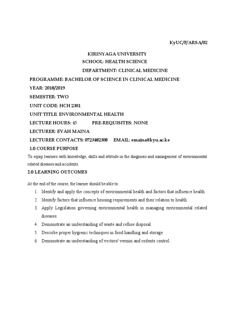 Environmental Health Course Outline | PDF | Environmental Health ...