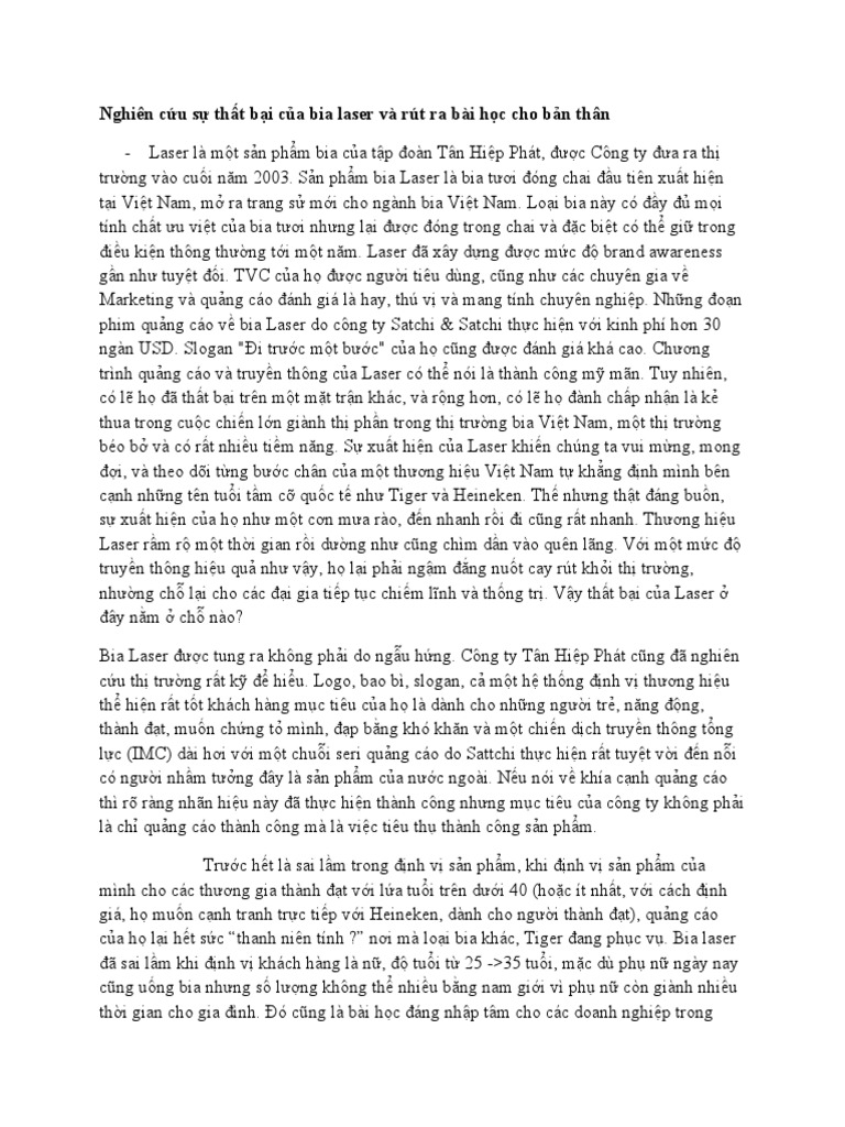 Nghiên cứu sự thất bại của bia laser và rút ra bài học cho bản thân.. | PDF