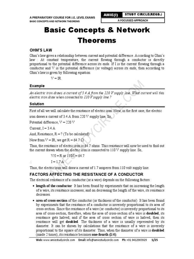Free Samples Recruitment Theory Theory Basic Circuits Network Theorems | PDF | Electrical ...