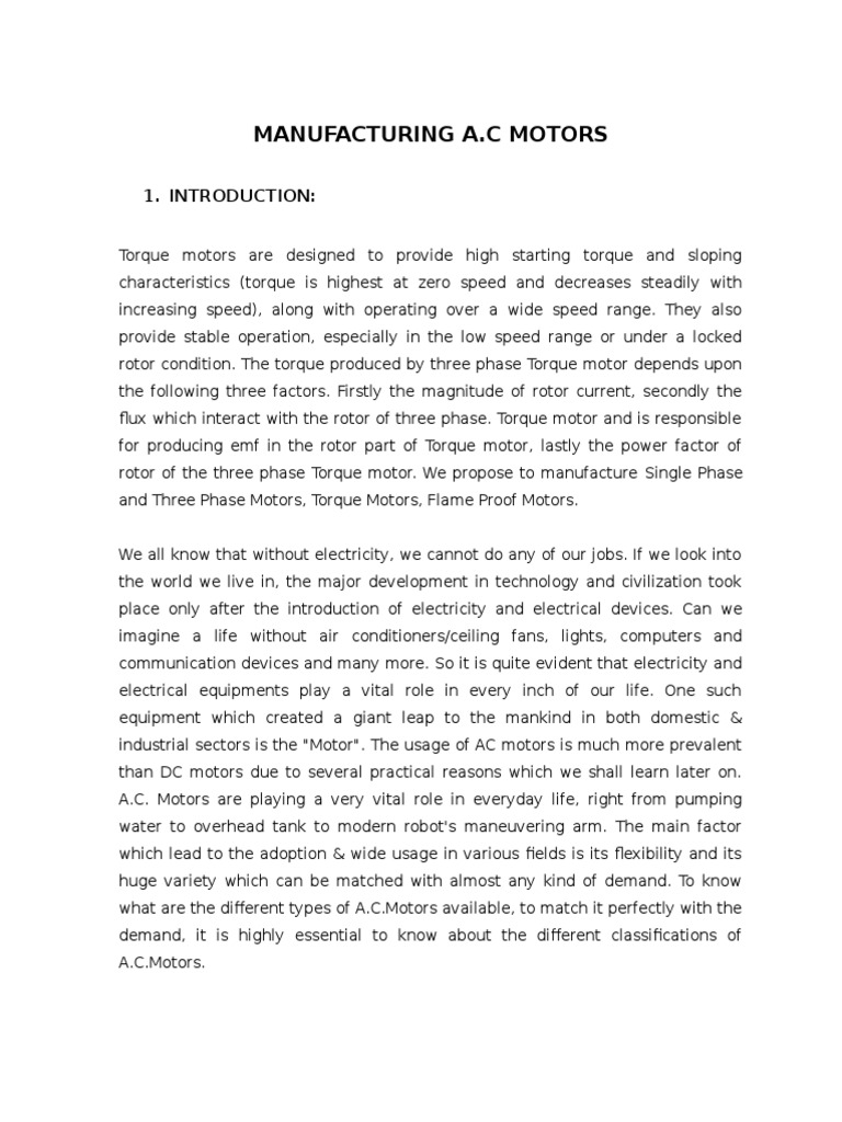 A.C Motors | PDF | Electric Motor | Mechanical Engineering