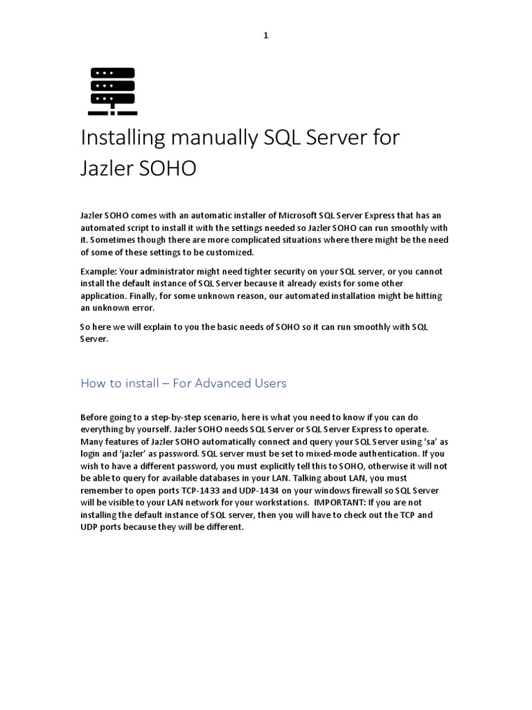 Installing Manually SQL Server For Jazler SOHO: How To Install - For ...