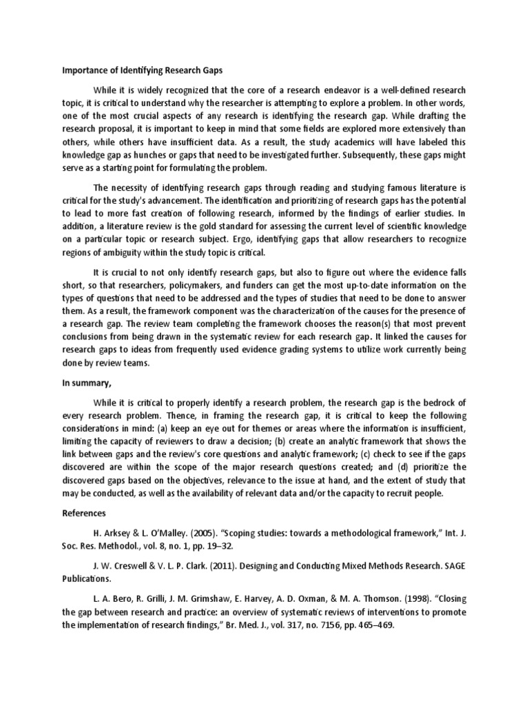 Importance of Identifying Research Gaps | PDF | Science And Technology ...