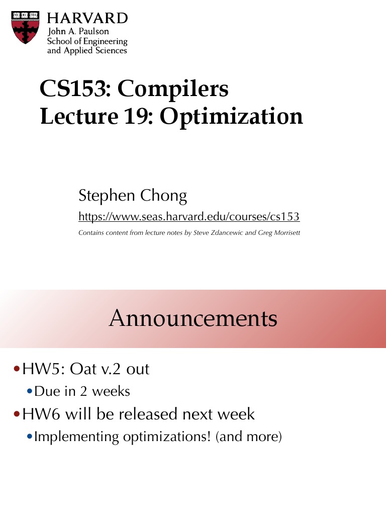Lec19 Optimization | PDF | Subroutine | Program Optimization