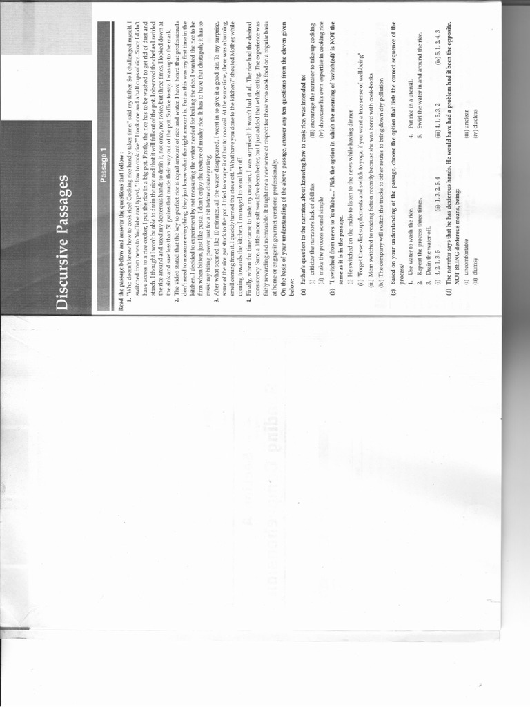 Discursive Passages MCQ | PDF