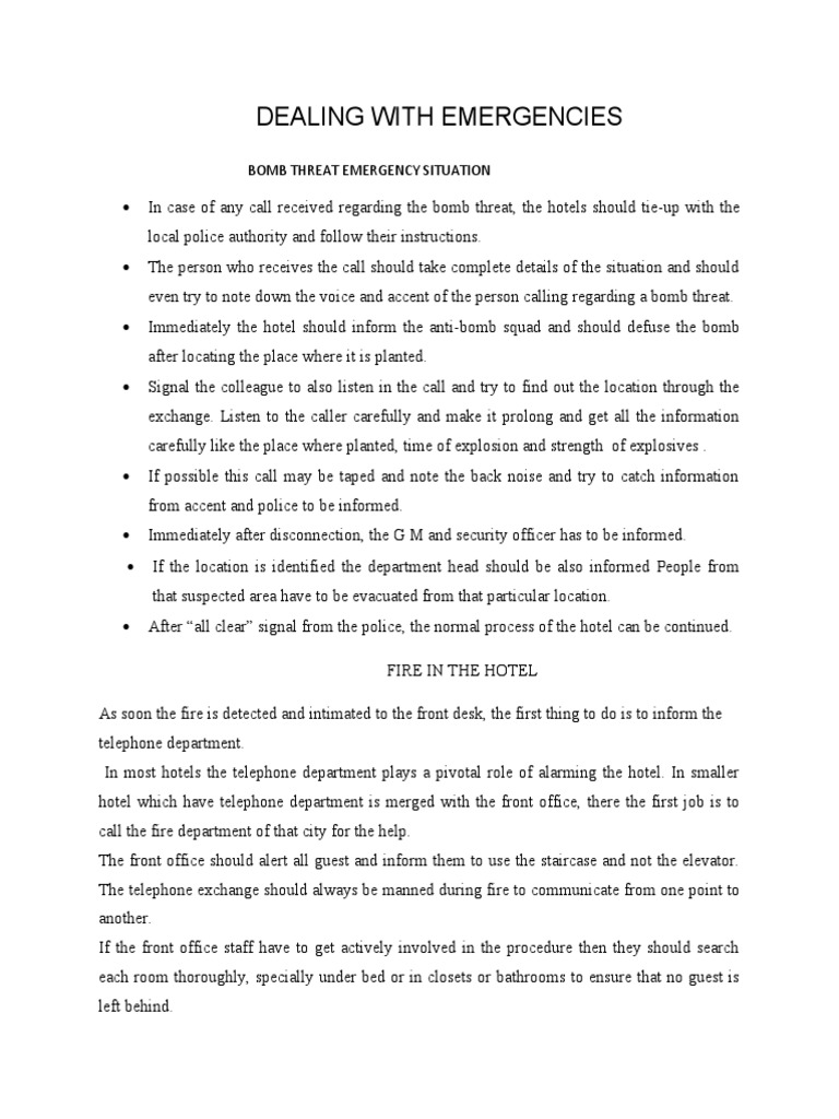 Dealing With Emergencies | PDF | Robbery | Fires