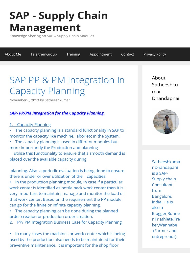 SAP PP & PM Integration in Capacity Planning - SAP - Supply Chain ...