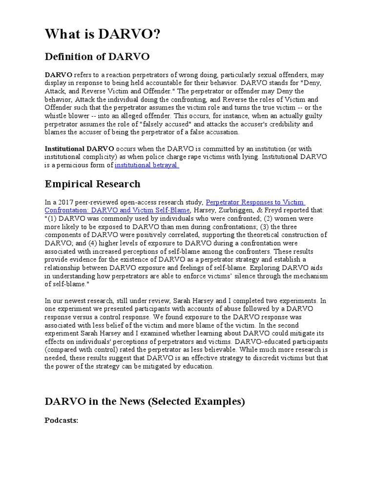 What Is DARVO | PDF | Aggression | Psychology